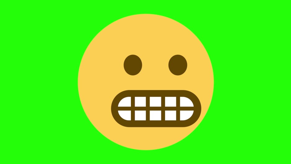 Nervous face emoji awkward teeth showing spin scale up animated green ...