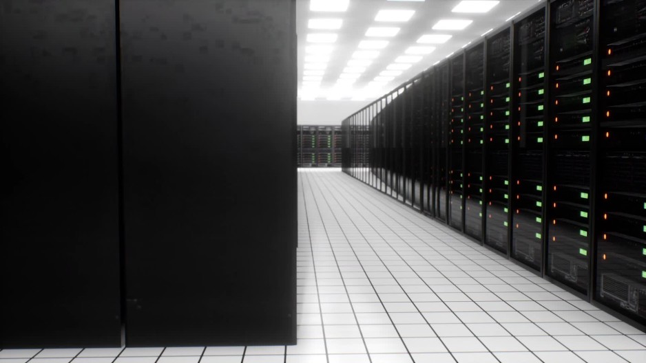 Rows of server racks in data center - Slow Motion | ClipStock