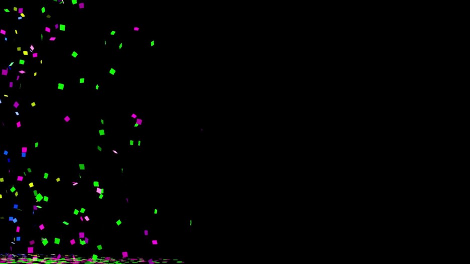 Animated confetti burst sprinkling around scene black background | ClipStock