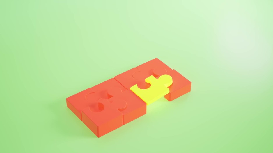 Orange and yellow wavy puzzle pieces falling into place animations with ...