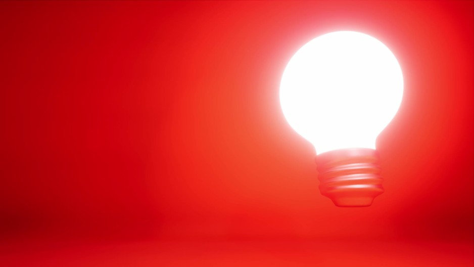Light Bulb with red light on red background animation | ClipStock