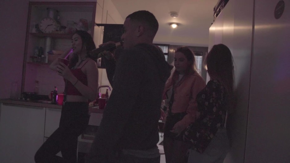 Zoom in of people partying before a night out Slow Motion | ClipStock