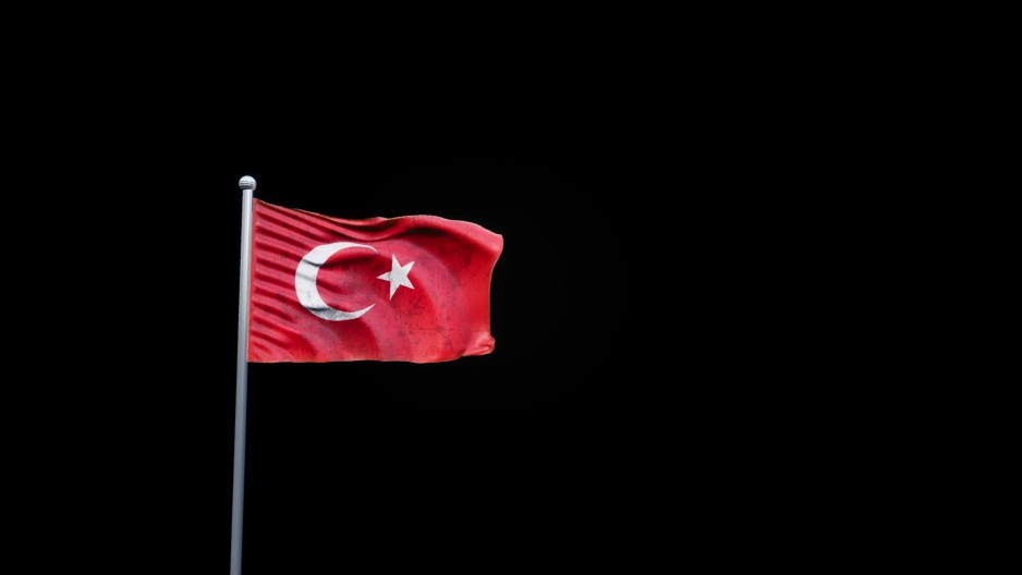 Turkey flag waving on black background | ClipStock