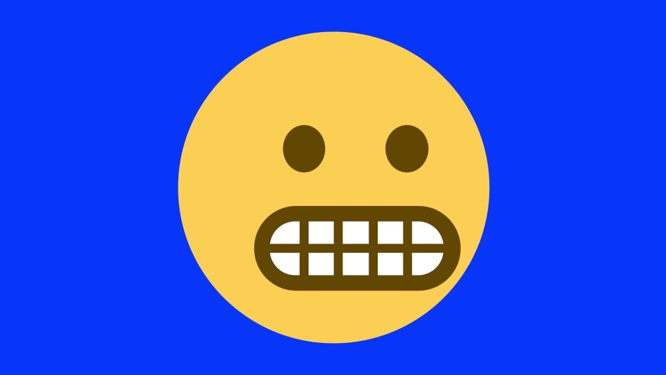 Nervous face emoji awkward teeth showing spin scale up animated blue ...