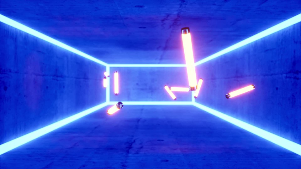 VHS realistic animation of rotating floating skeleton skull glowing ...